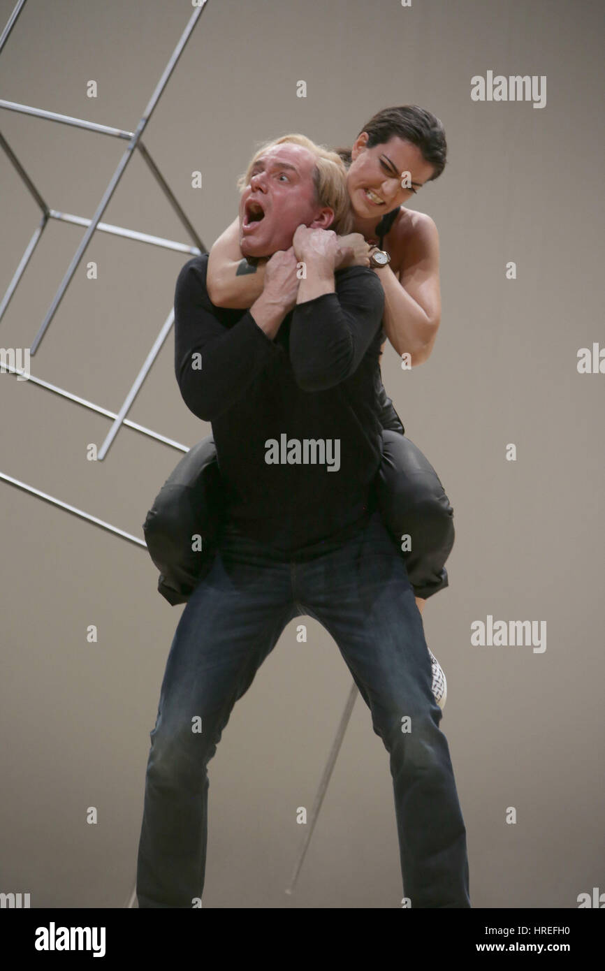 Press rehearsal of 'Ganzkörpereinsatz' at Kammerspielen. Featuring ...