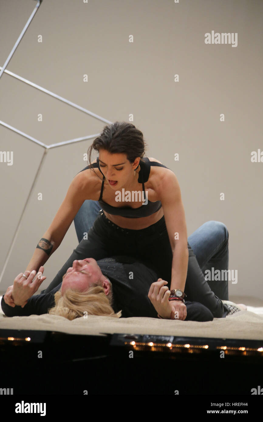 Press rehearsal of 'Ganzkörpereinsatz' at Kammerspielen. Featuring ...