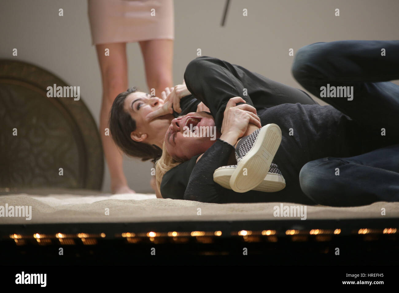 Press rehearsal of 'Ganzkörpereinsatz' at Kammerspielen. Featuring ...