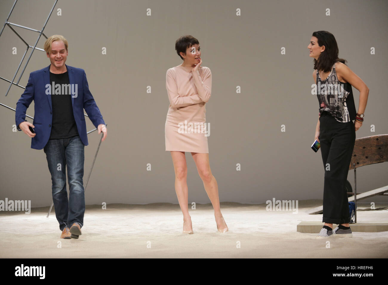 Press rehearsal of 'Ganzkörpereinsatz' at Kammerspielen. Featuring ...