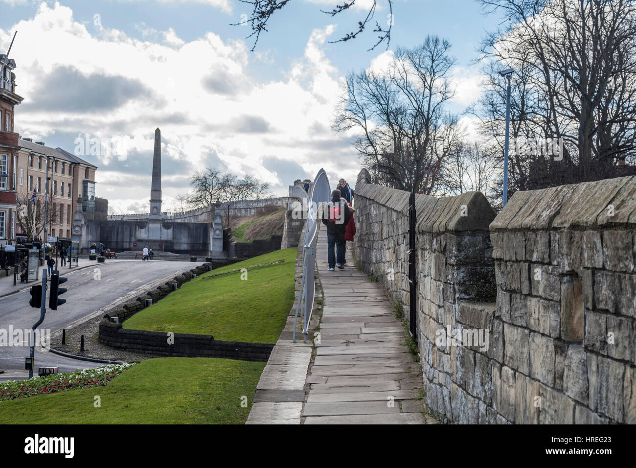 People walking the walls around the city of York,England,UK Stock Photo ...