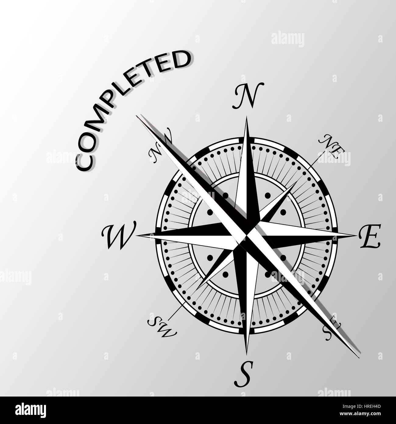 Illustration of completed word written aside compass Stock Photo - Alamy