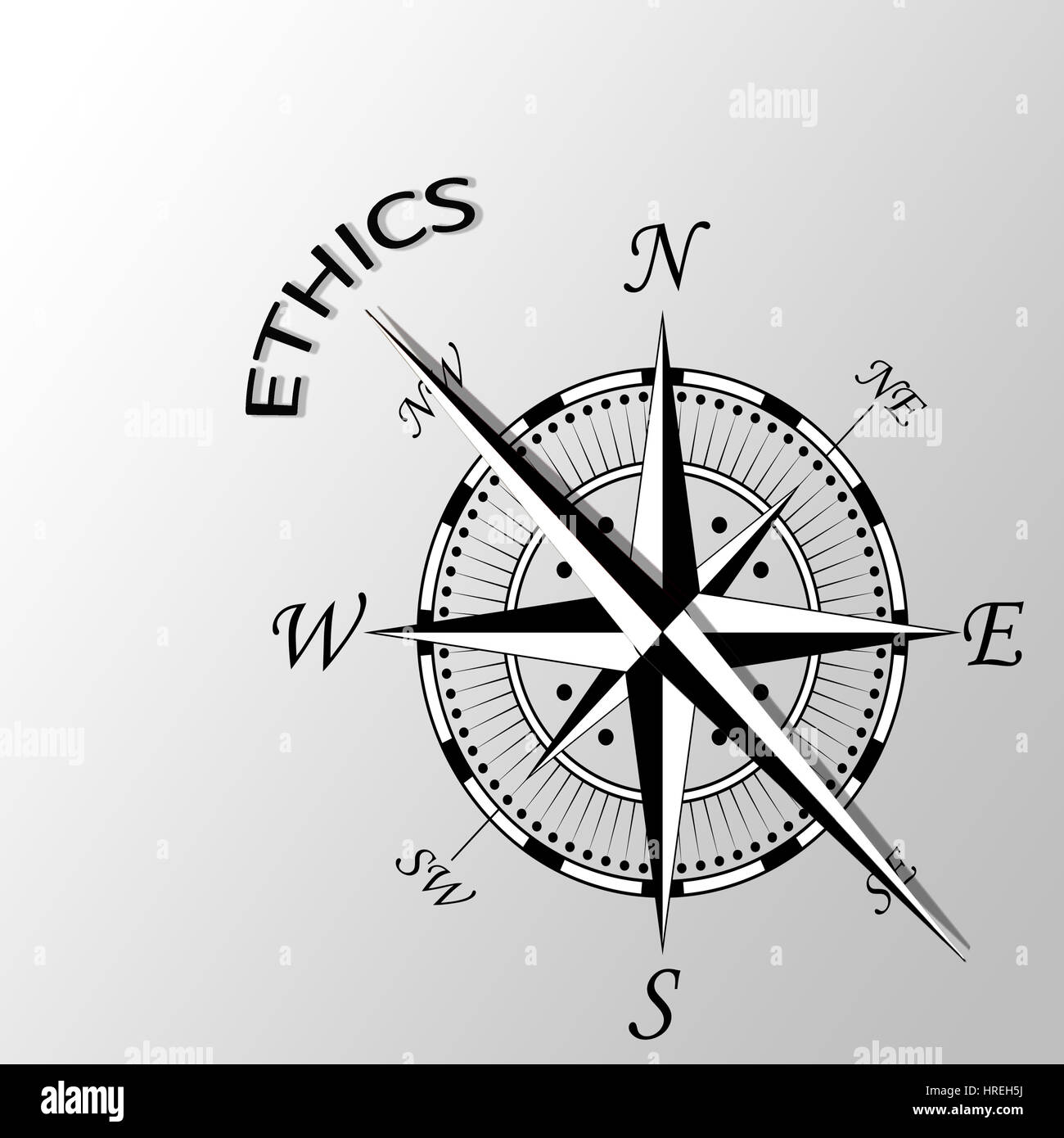 Illustration of ethics written aside compass Stock Photo - Alamy