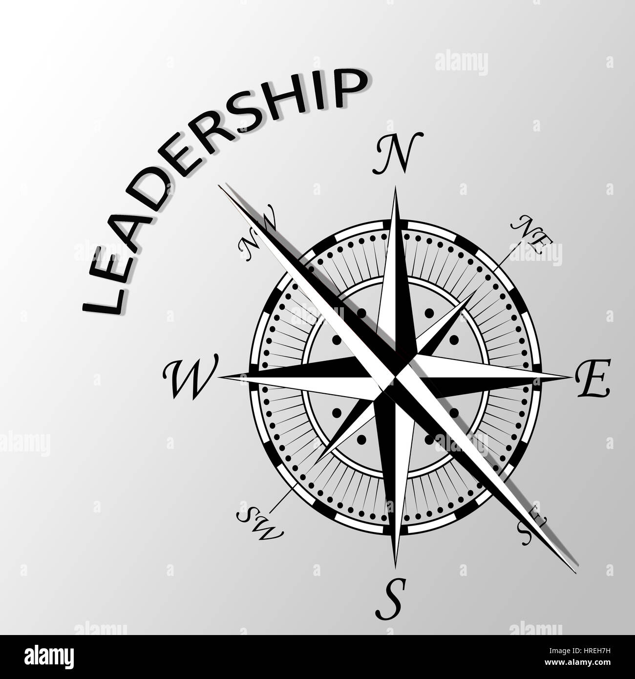 Illustration of leadership written aside compass Stock Photo - Alamy
