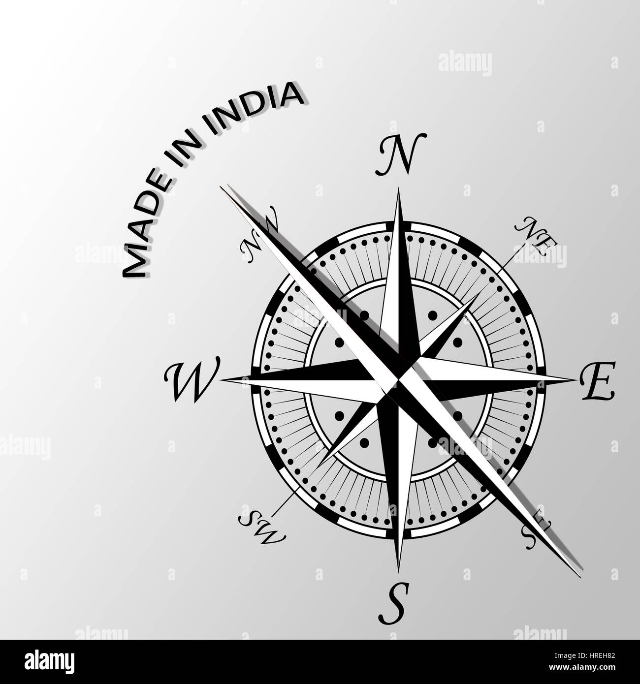 Illustration of Made in India written aside compass Stock Photo - Alamy