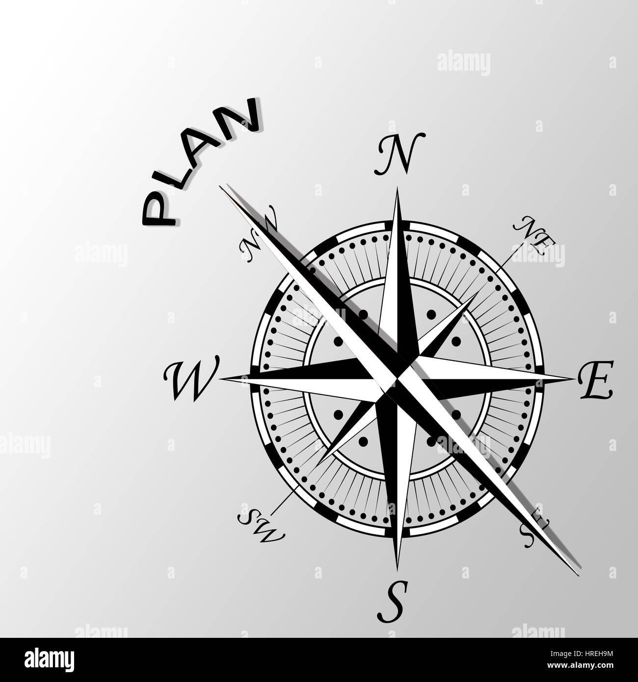 Illustration of plan written aside compass Stock Photo - Alamy