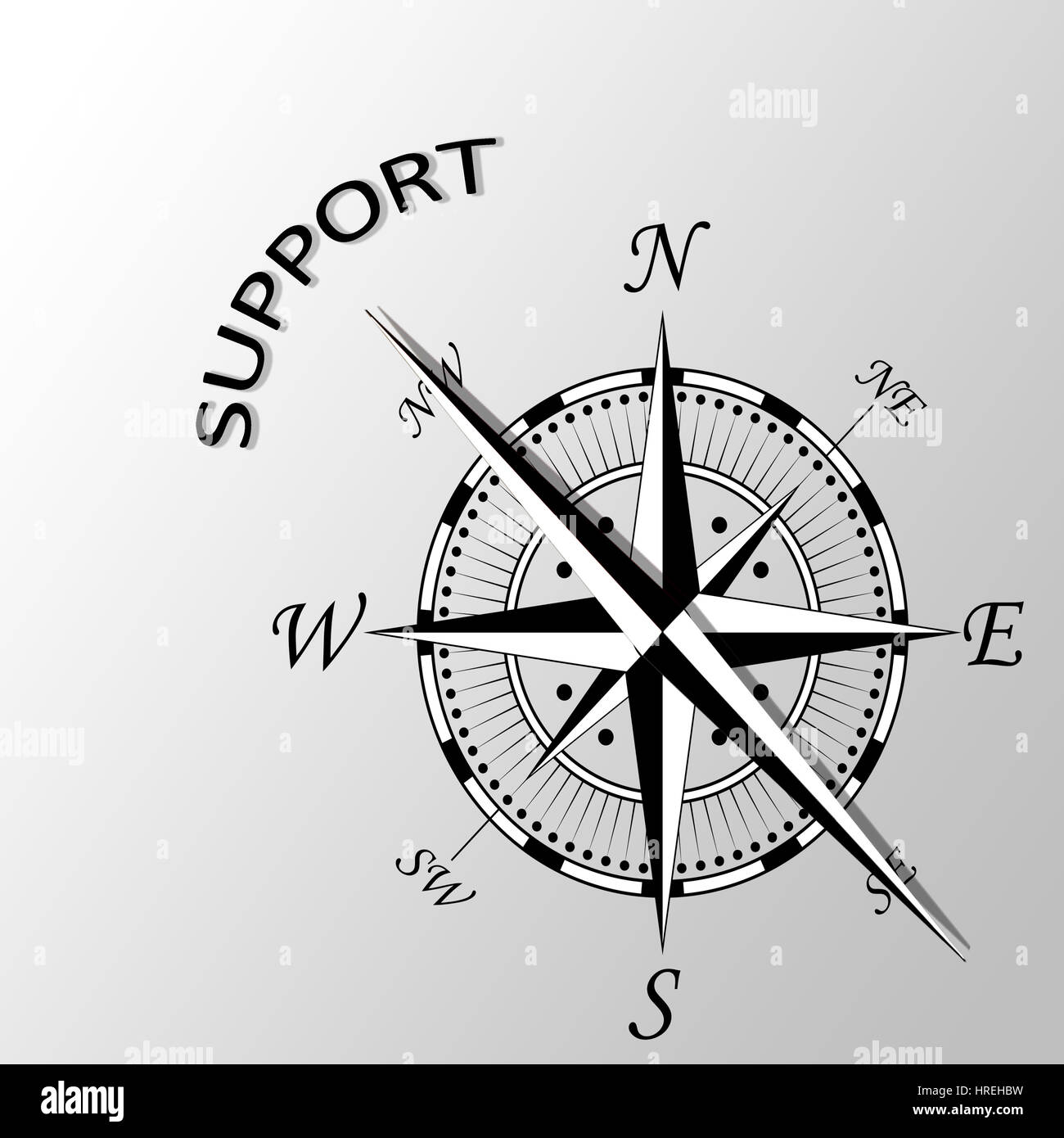 Illustration of Support written aside compass Stock Photo - Alamy