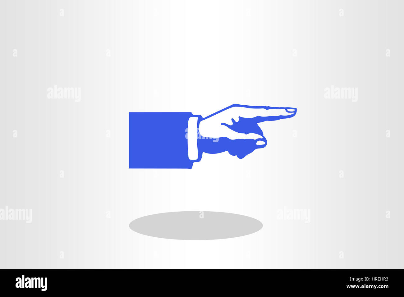 Blue hand silhouette with pointing finger. direction sign Stock Photo ...