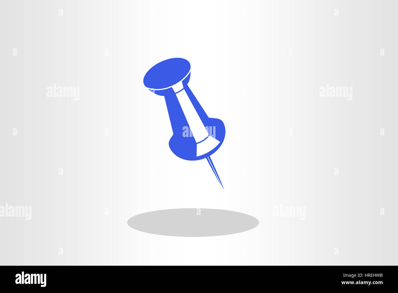 Illustration of blue thumb tack on plain background Stock Photo - Alamy