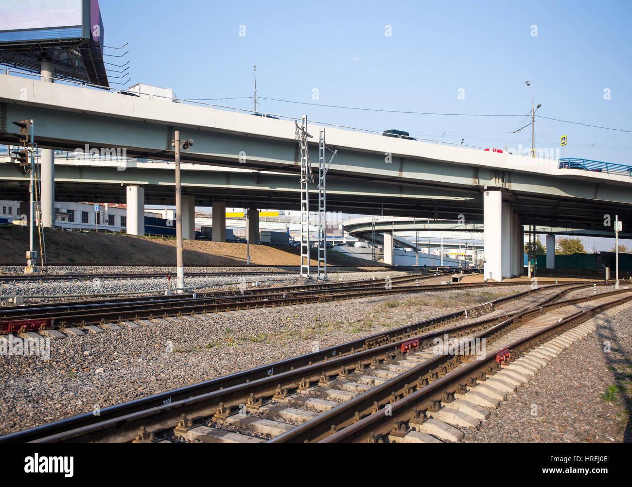 Railway junctions under the overpass Stock Photo - Alamy