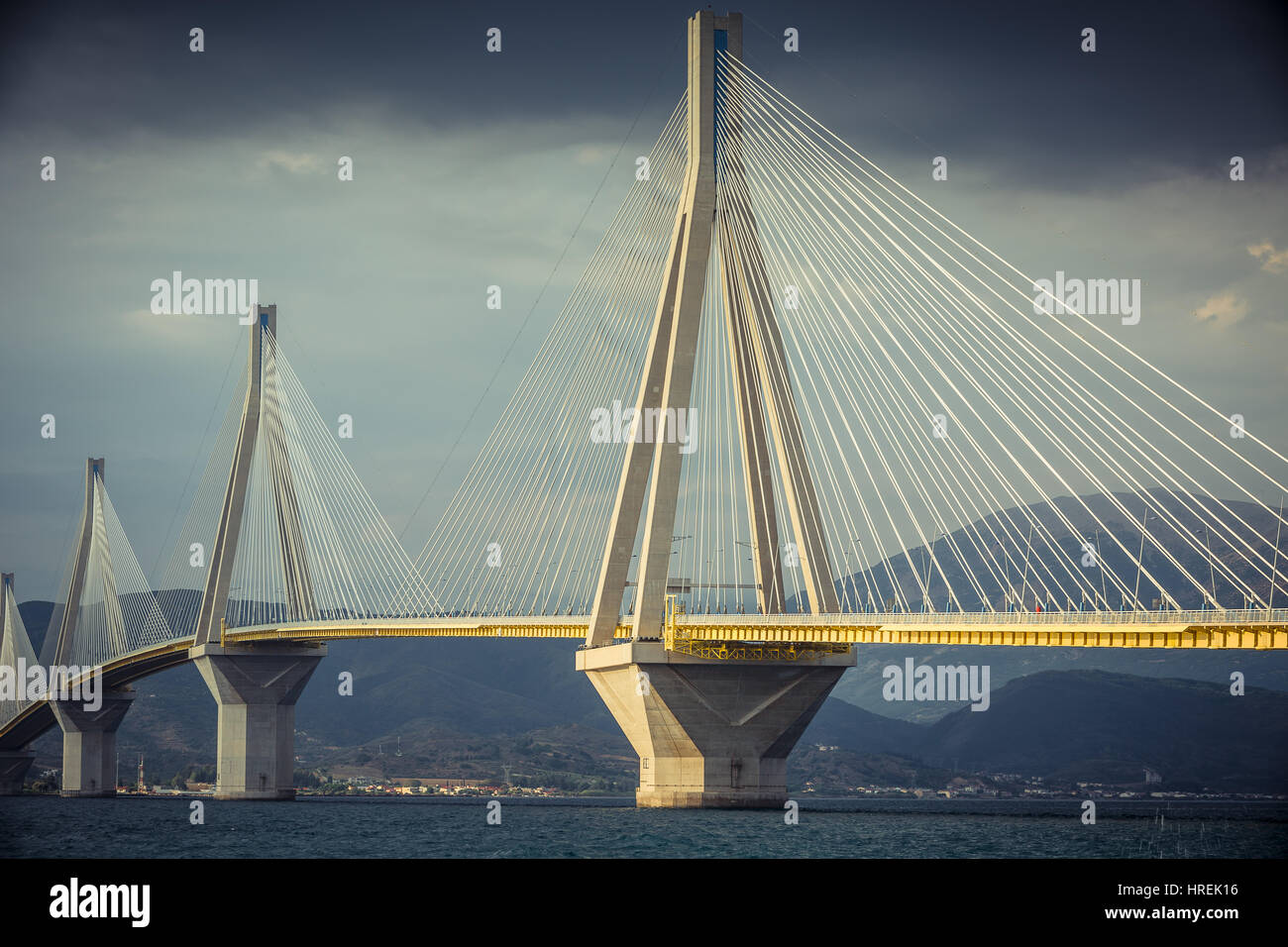 Rio-Antirrio Bridge (Charilaos Trikoupis) in Patras, Greece Stock Photo ...