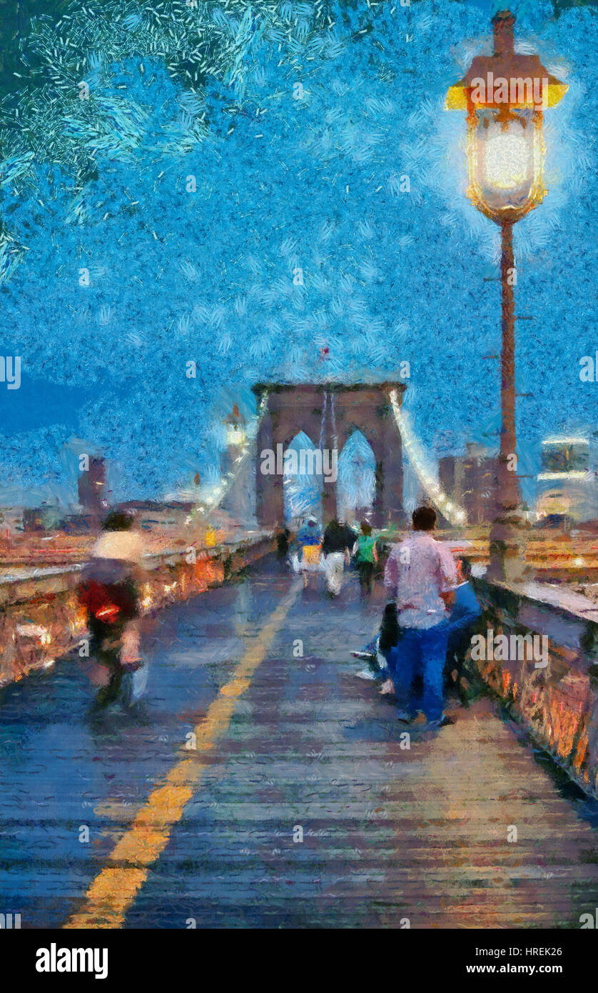 Brooklyn bridge promenade in New York Stock Photo - Alamy