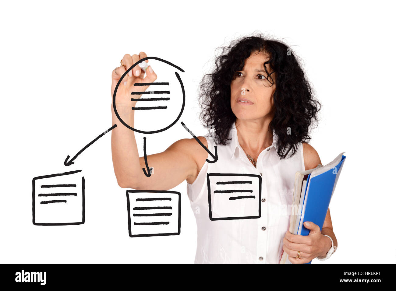 Teacher drawing a school plan on virtual screen. Education concept ...