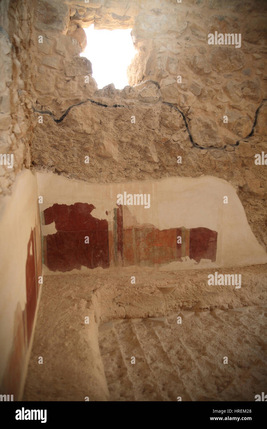 The tepid room, the tepidarium and frescoes on the walls above the ...