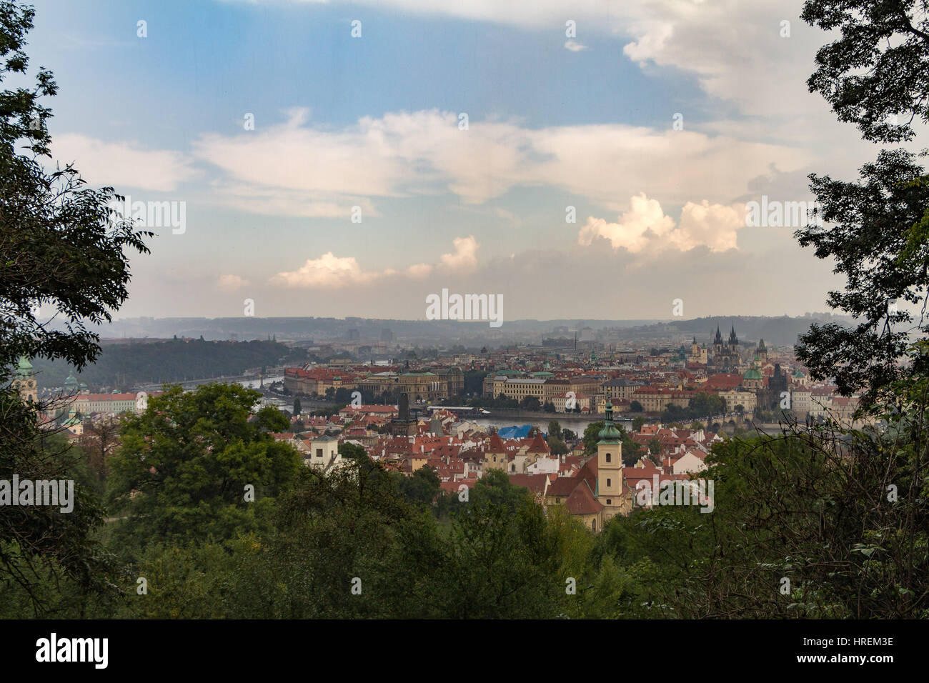 A panoramic view of Prague from the hills overlooking the city Stock ...