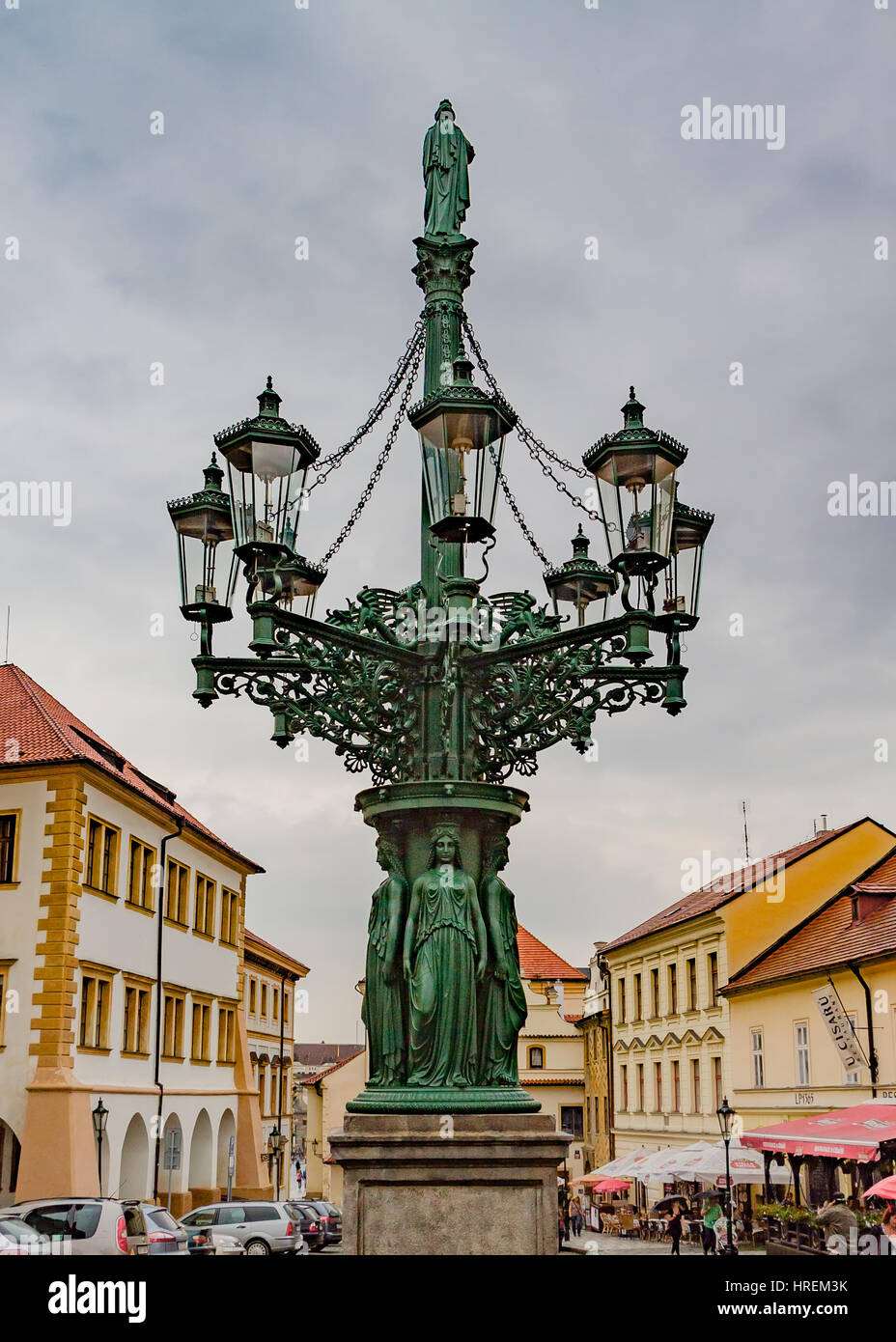 An artistic and ornamented lamp post in Prague's castle district Stock ...