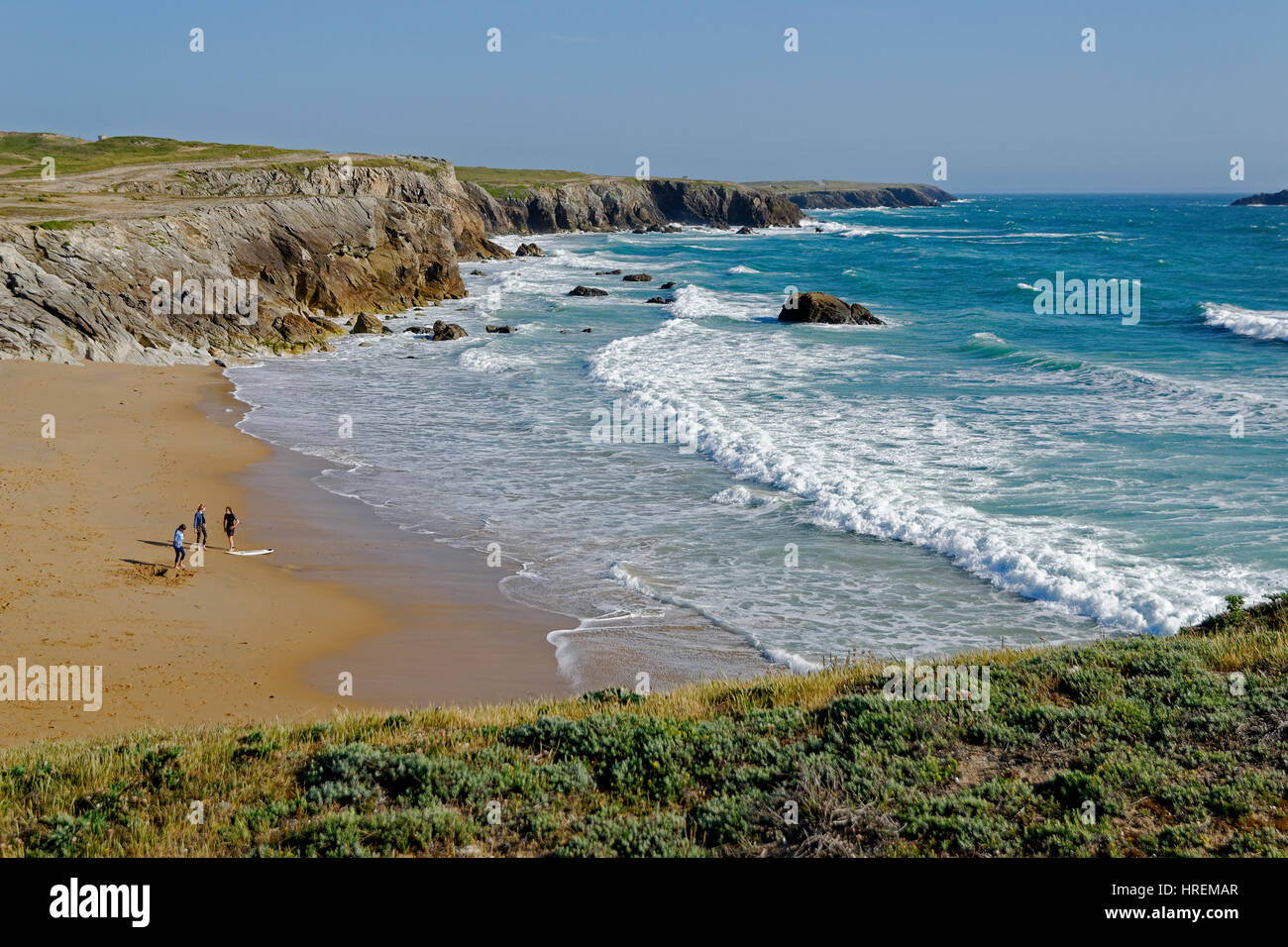 Rising tide, Port Blanc beach, Wild coast of Quiberon peninsula ...