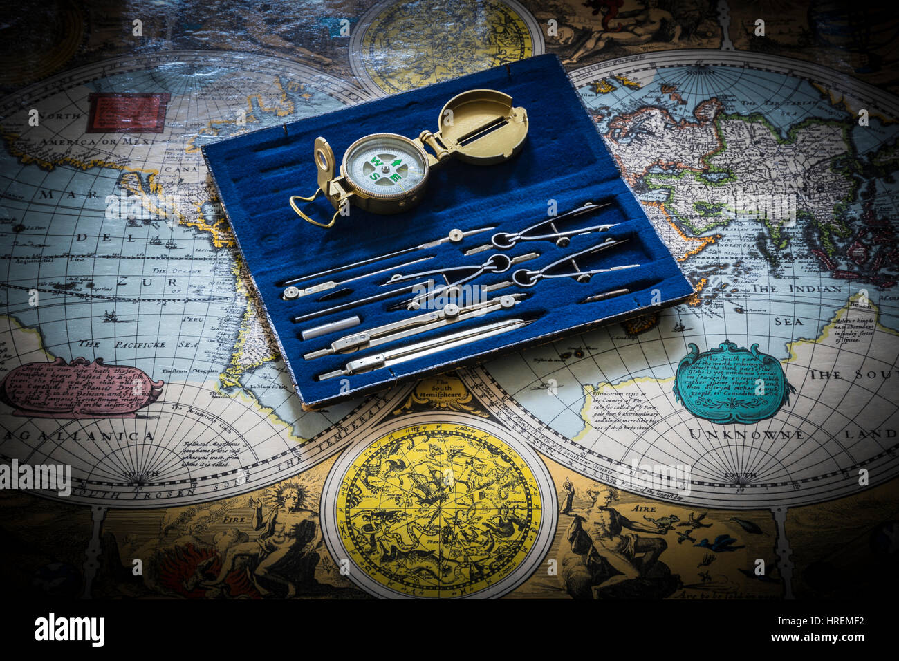 Cartography map instruments hi-res stock photography and images - Alamy