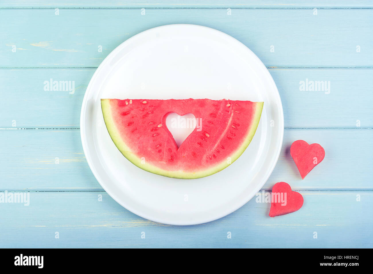 Watermelon with heart-shaped pieces Stock Photo - Alamy