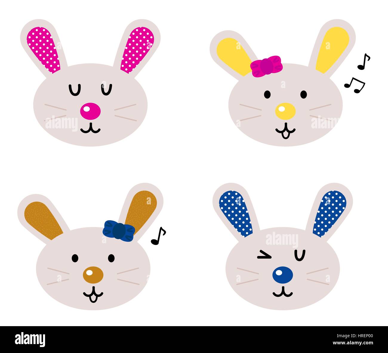 12838969 - cute simple eastern bunny characters. vector cartoon ...