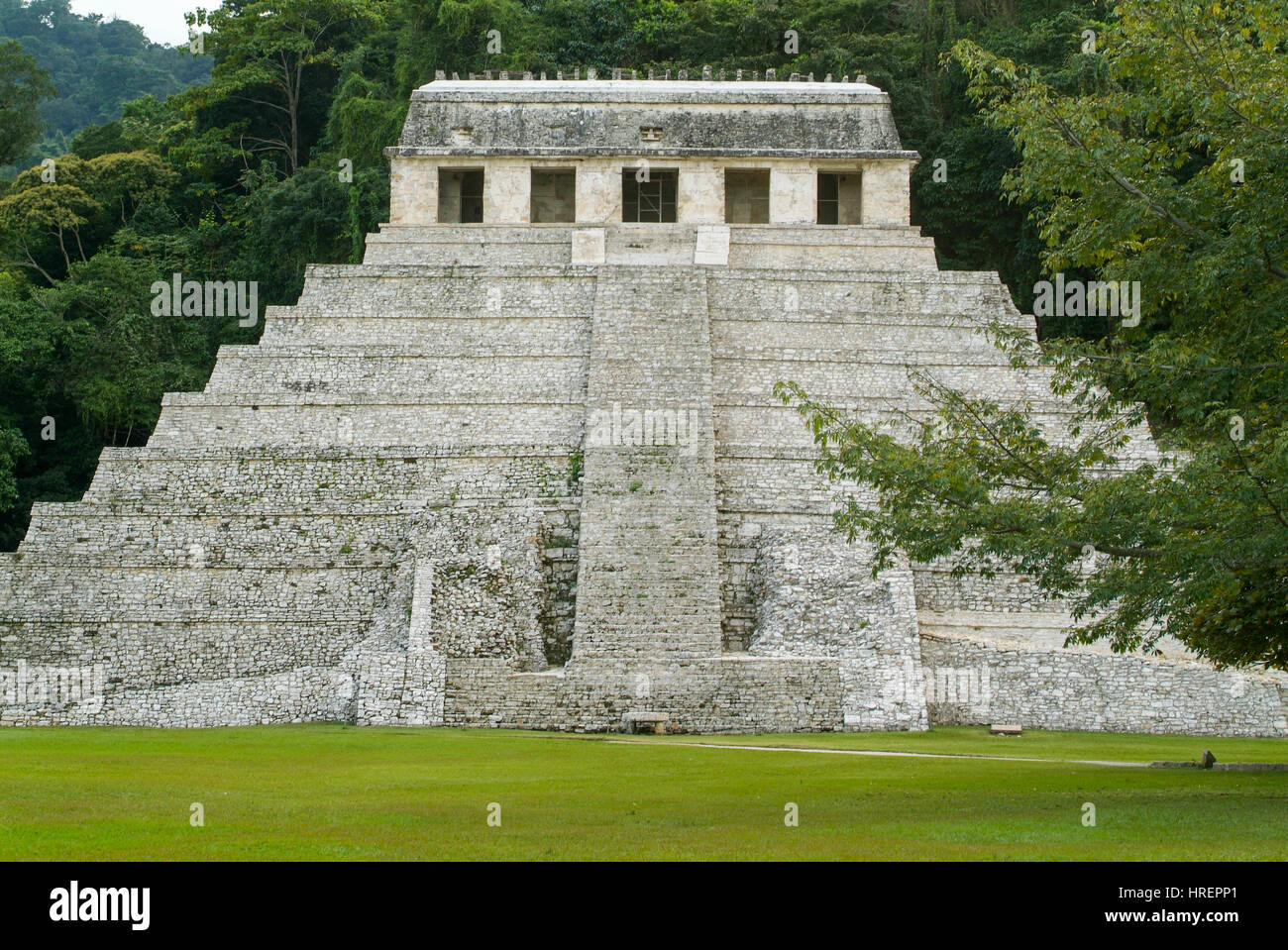 View of the Temple of Inscriptions in the ancient Mayan city of ...