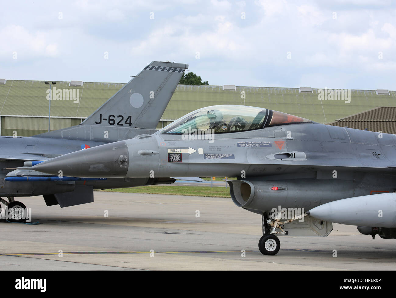 A pair of RNLAF, Royal Netherlands Air Force, F-16 Fighting Falcons ...