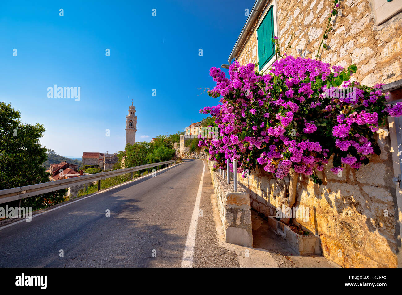 Village of Lozisca on Brac island street view, Dalmatia, Croatia Stock ...