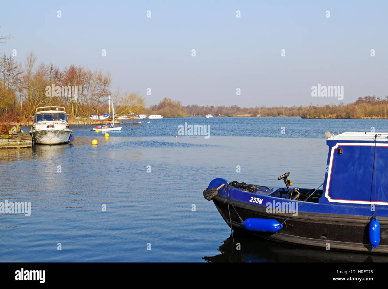 A view of Malthouse Broad on the Norfolk Broads at Ranworth, Norfolk ...