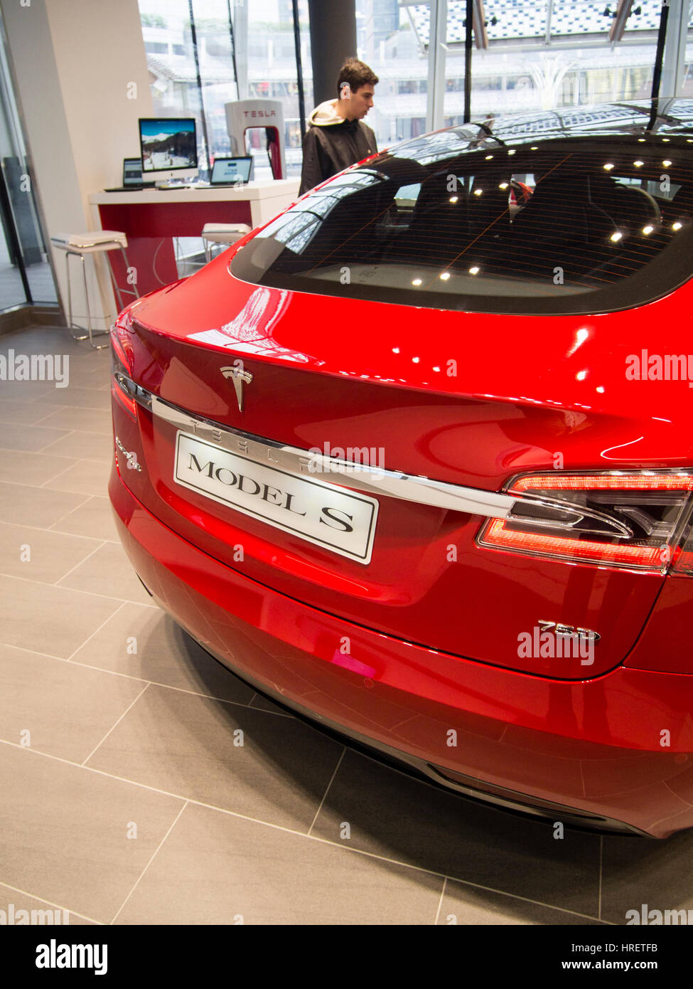 Tesla showroom , Milan Italy Stock Photo - Alamy