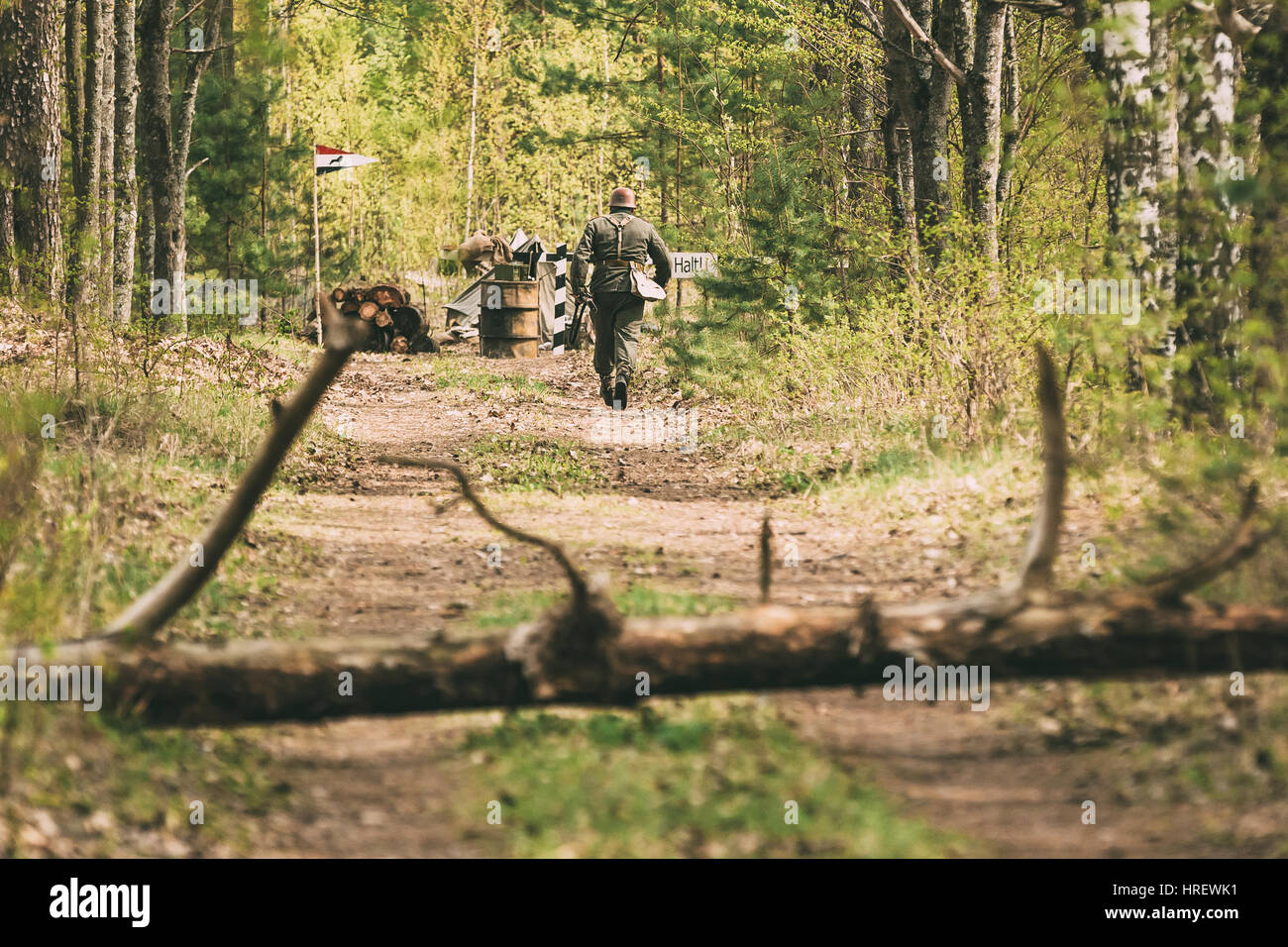 Unidentified Re-enactor Dressed As German Wehrmacht Infantry Soldier In ...