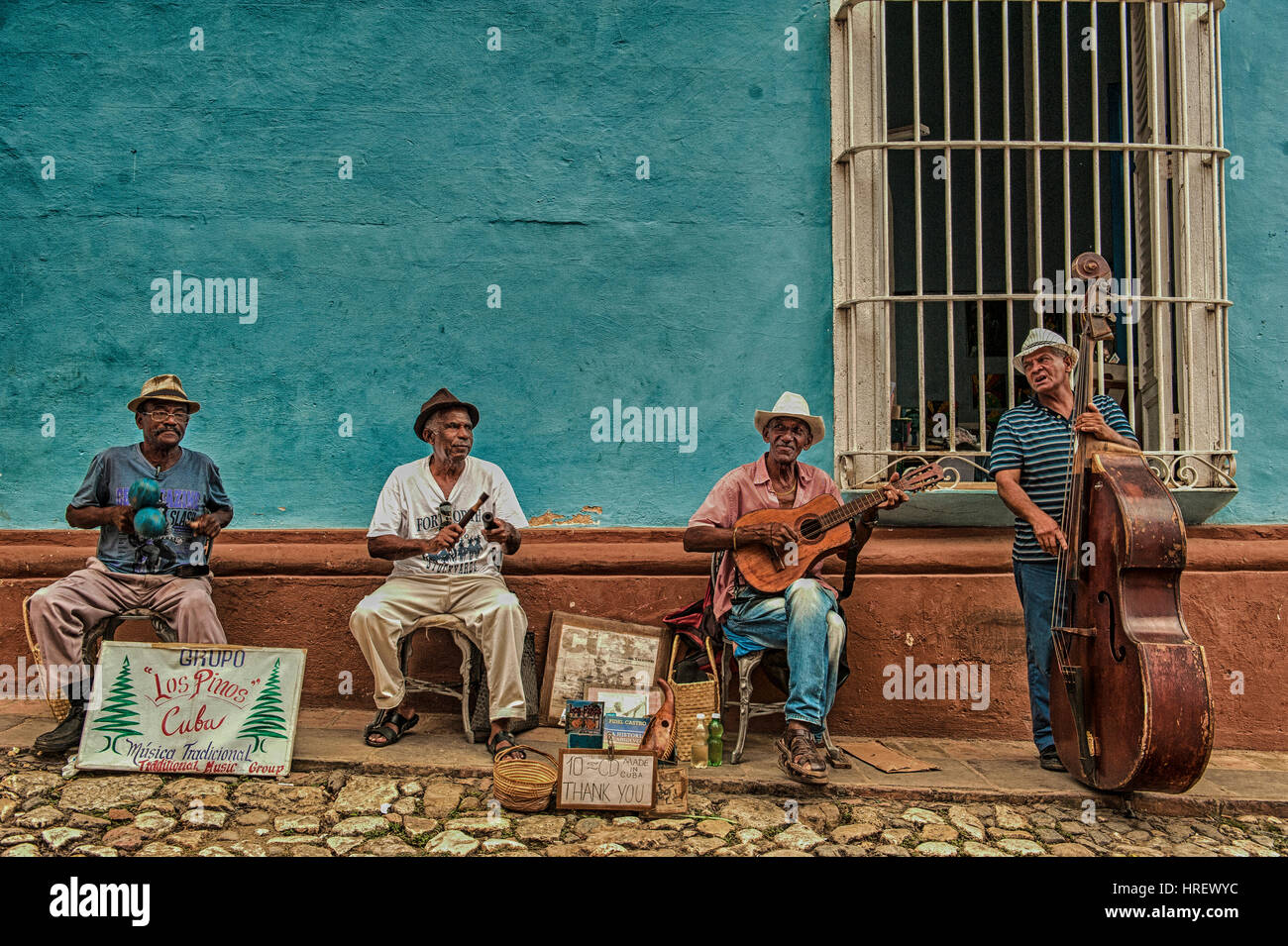 A band playing traditional music on a street of Trinidad, Cuba Stock ...