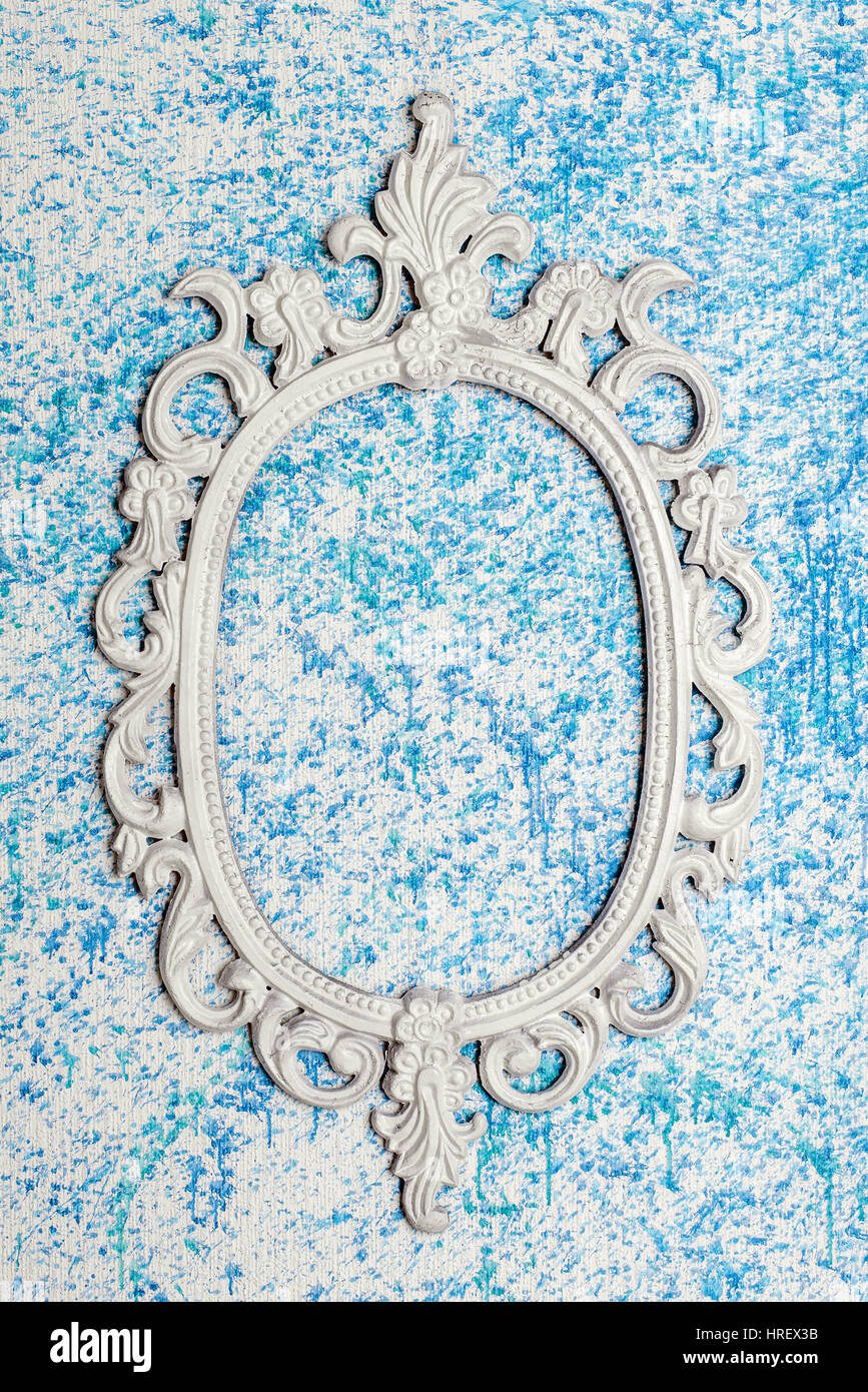 Decorative Blue Wall With Gold Frame High Resolution Stock Photography ...