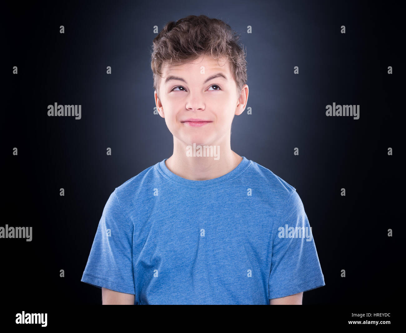 Casual thinking guy - caucasian male model. Half-length emotional ...