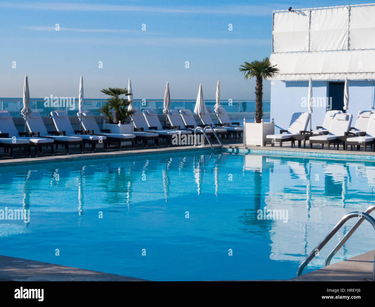 Rooftop hotel swimming pool, Nice, France Stock Photo - Alamy