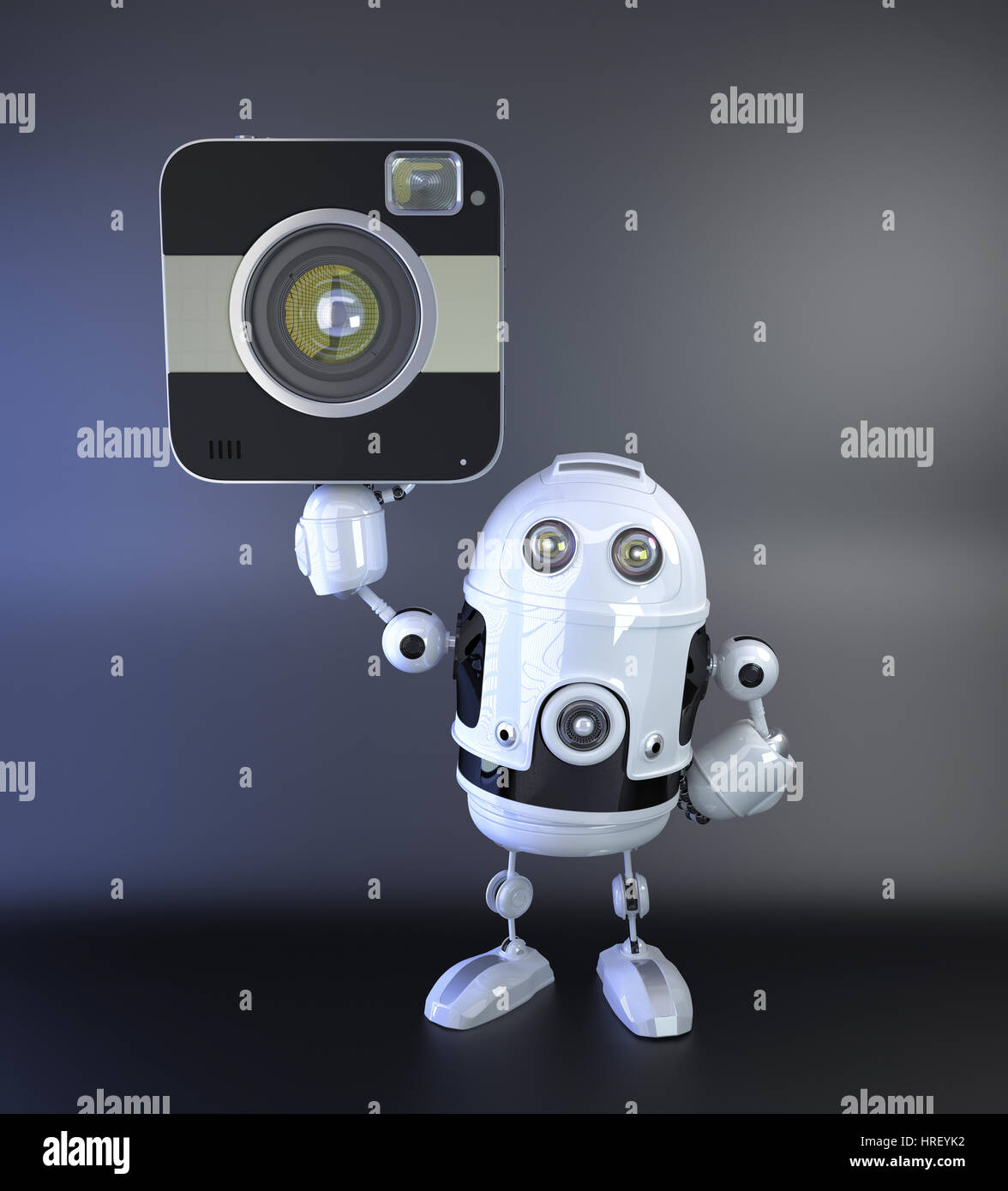 Android robot with DSLR squred amera. 3D Illustration Stock Photo - Alamy