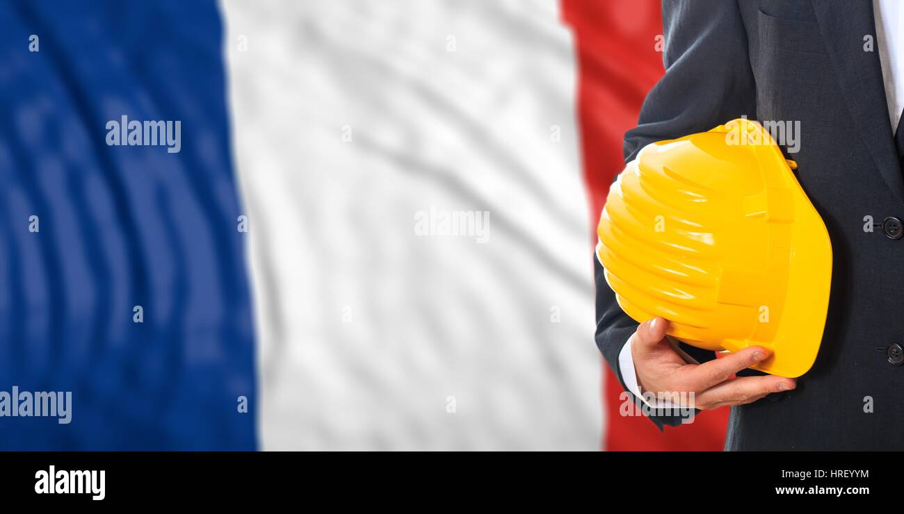 Engineer on a waiving France flag background. 3d illustration Stock ...