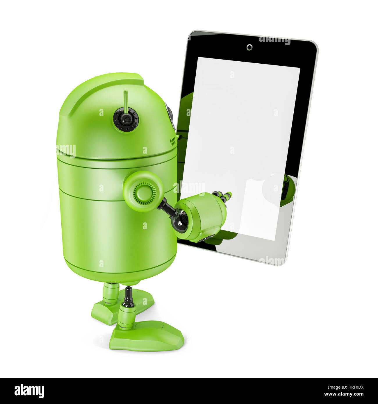3d Robot Holding Tablet Computer. 3d illustration. Isolated on white Stock Photo - Alamy
