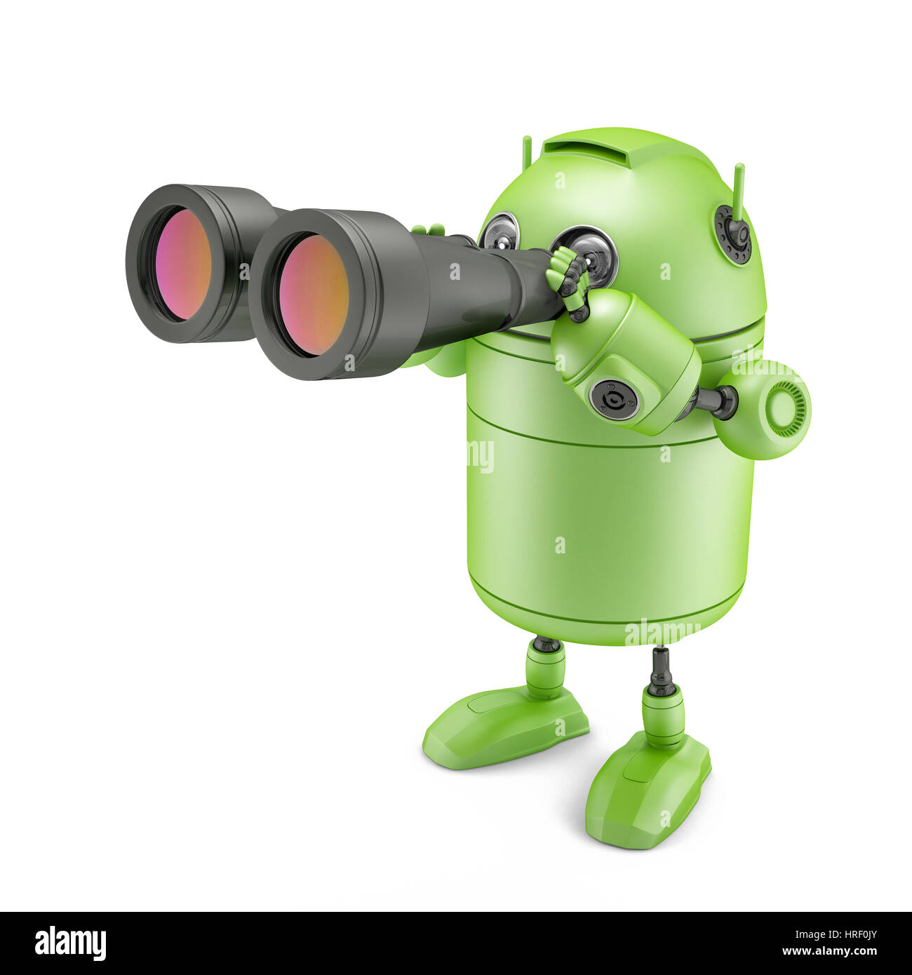 3d Robot with binoculars. Isolated on white background Stock Photo - Alamy