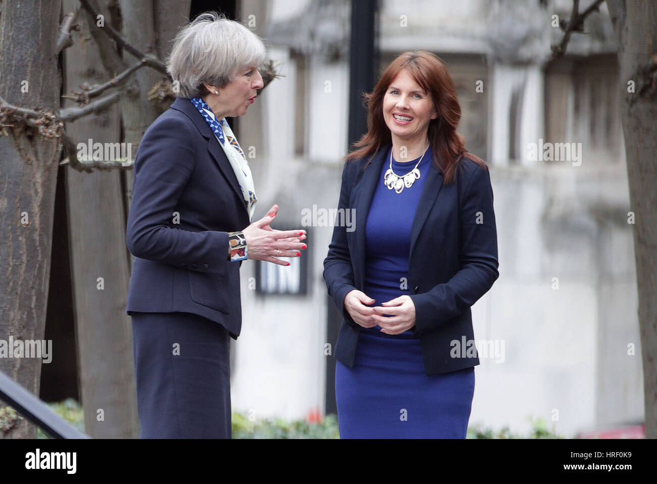 Copeland MP Trudy Harrison (right) is greeted by Prime Minister Theresa ...