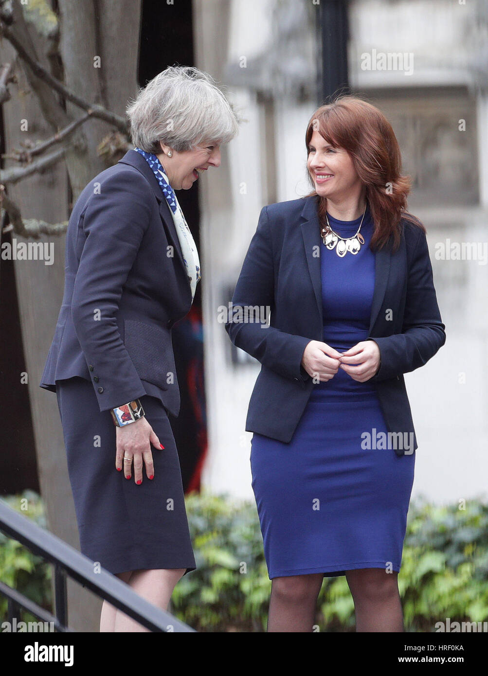 Copeland MP Trudy Harrison (right) is greeted by Prime Minister Theresa ...