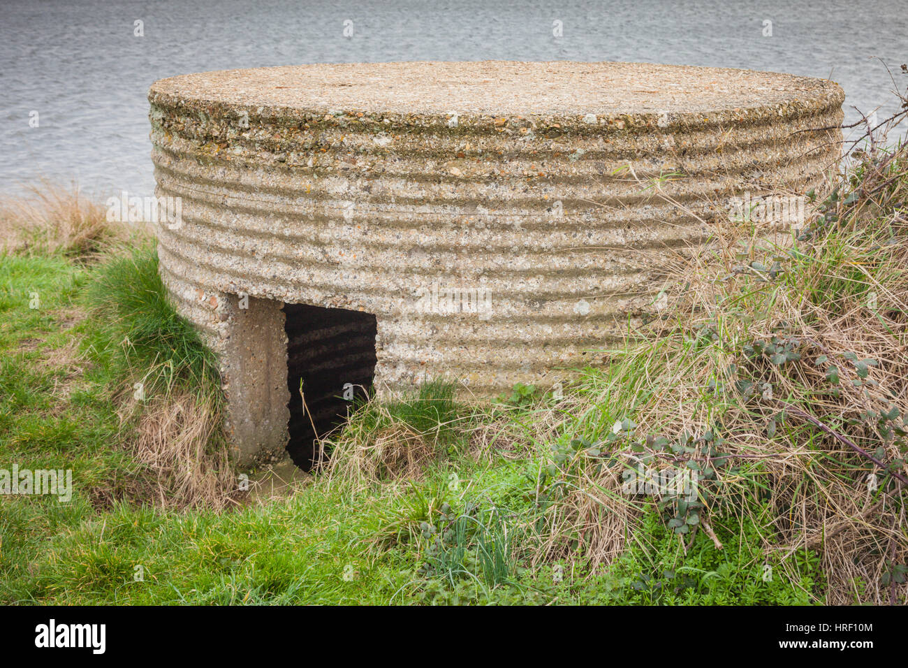 Pillbox on the coast of Dorset at Fleet near Chesil Beach wartime ...