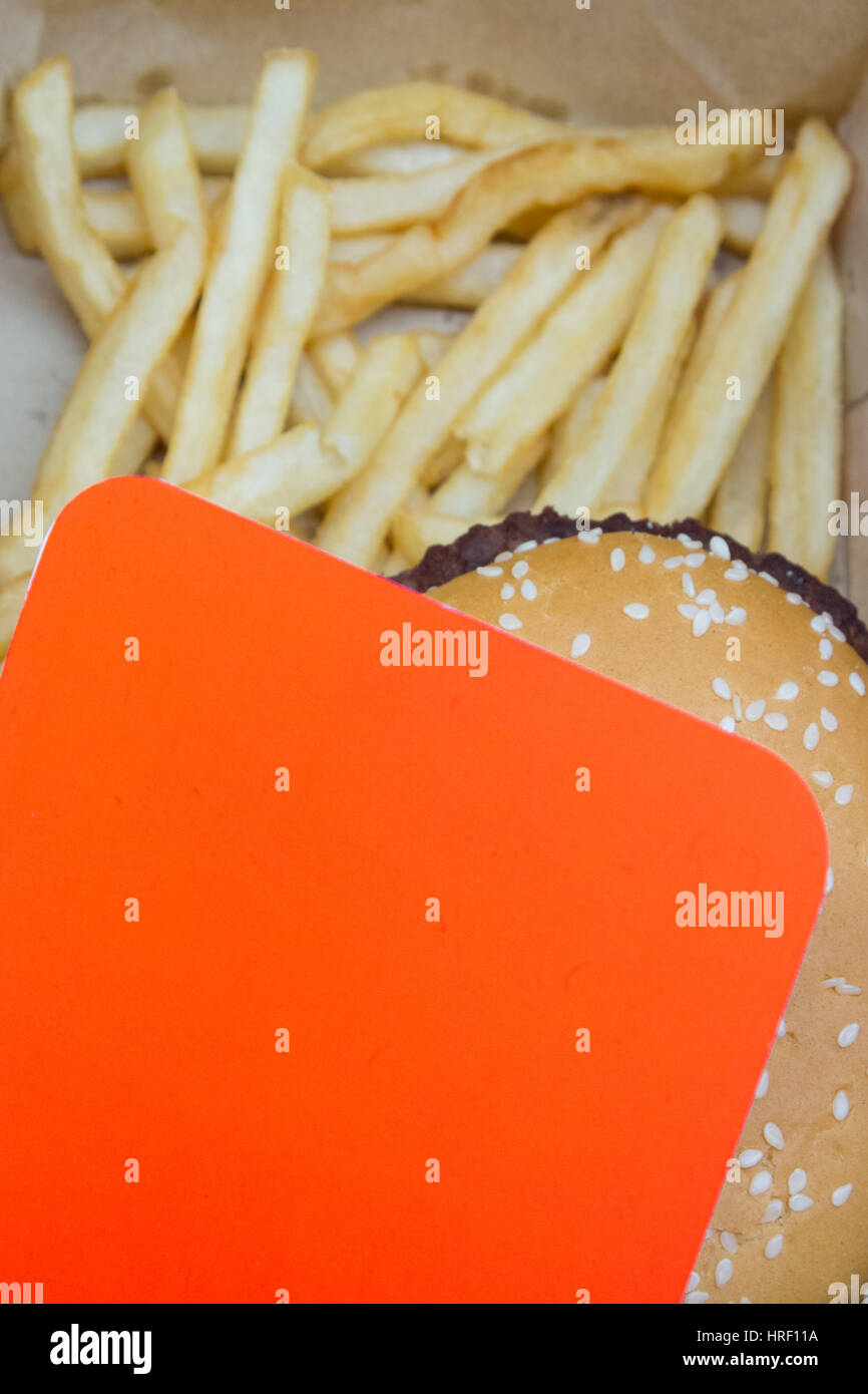 Red Card for Junk Food Stock Photo - Alamy