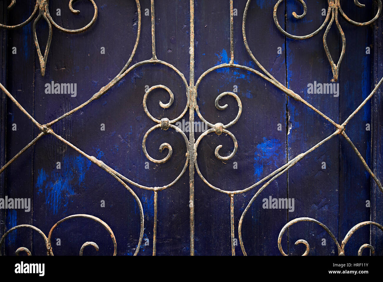 Old metal bars infront of wooden boards for decoration Stock Photo - Alamy