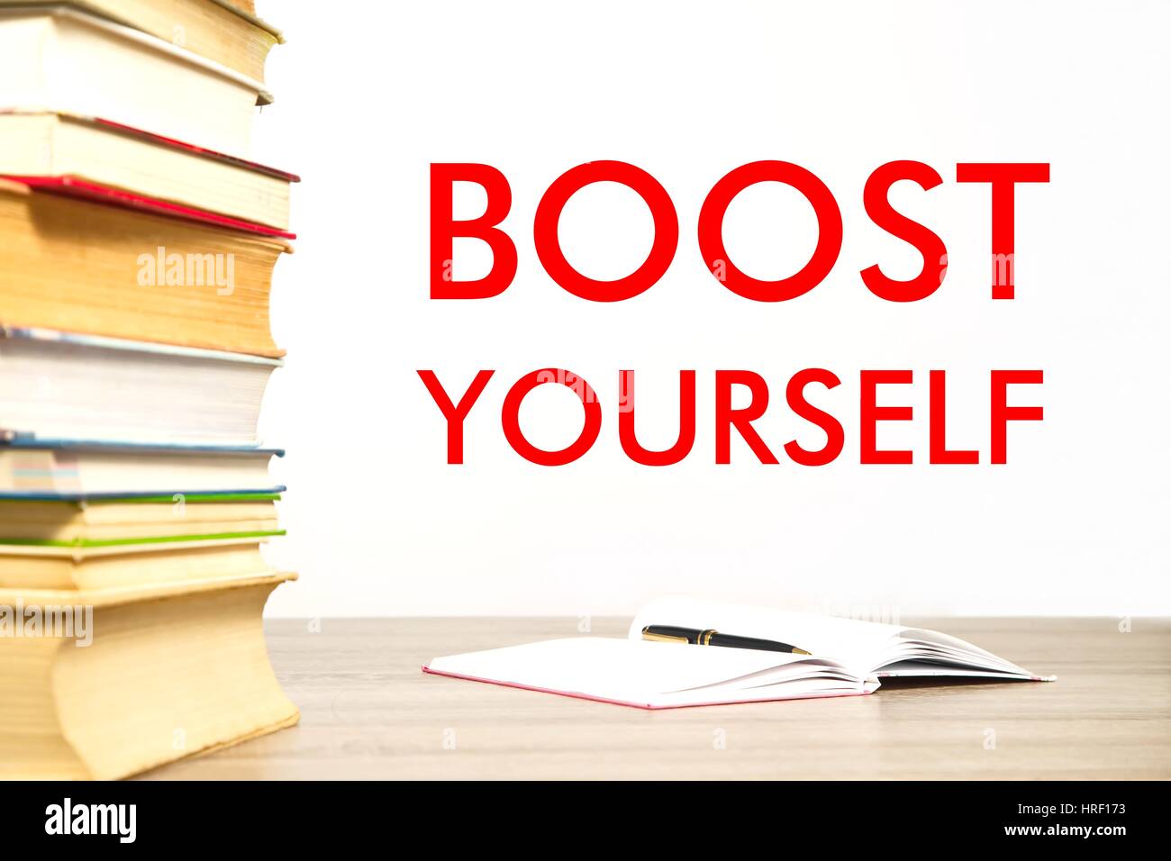 Stack of books with message Stock Photo - Alamy