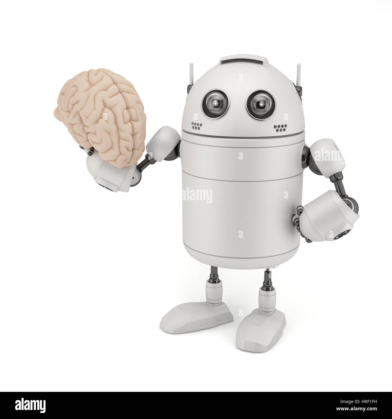 Robot with Brain. Isolated on white Stock Photo - Alamy