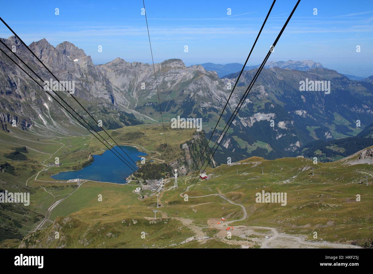 Lake Trubsee, view from the summit station of the Titlis cable car ...