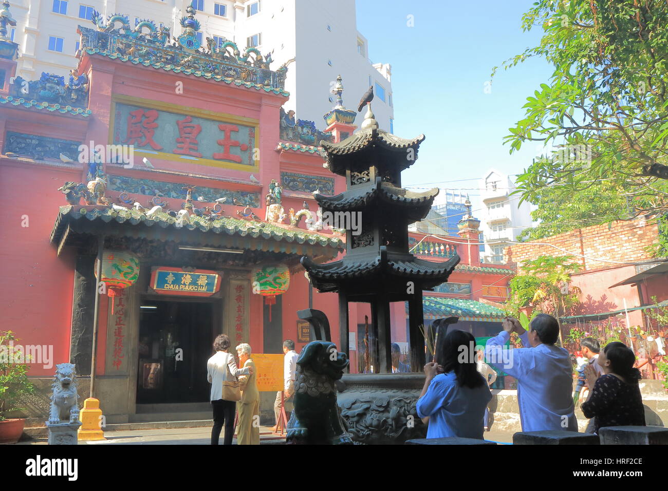 People visit Emperor Jade Temple in Ho Chi Minh City Vietnam. Emperor ...