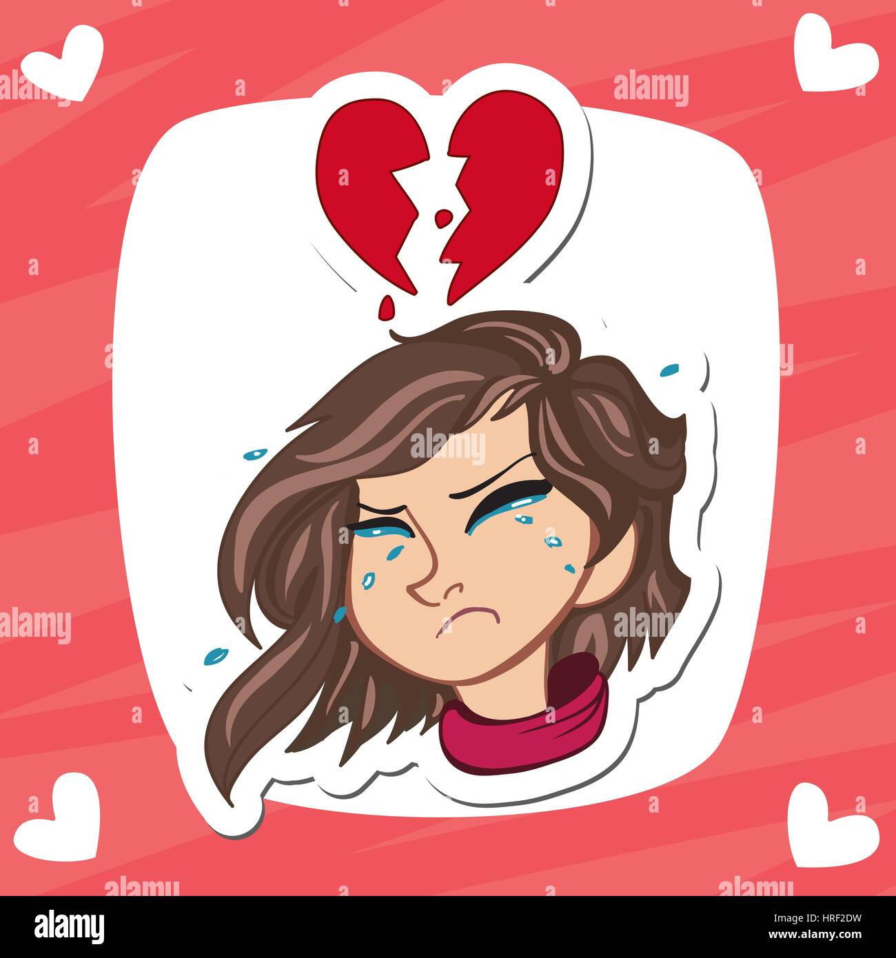 women broken heart with crying expression and heart broke as background ...