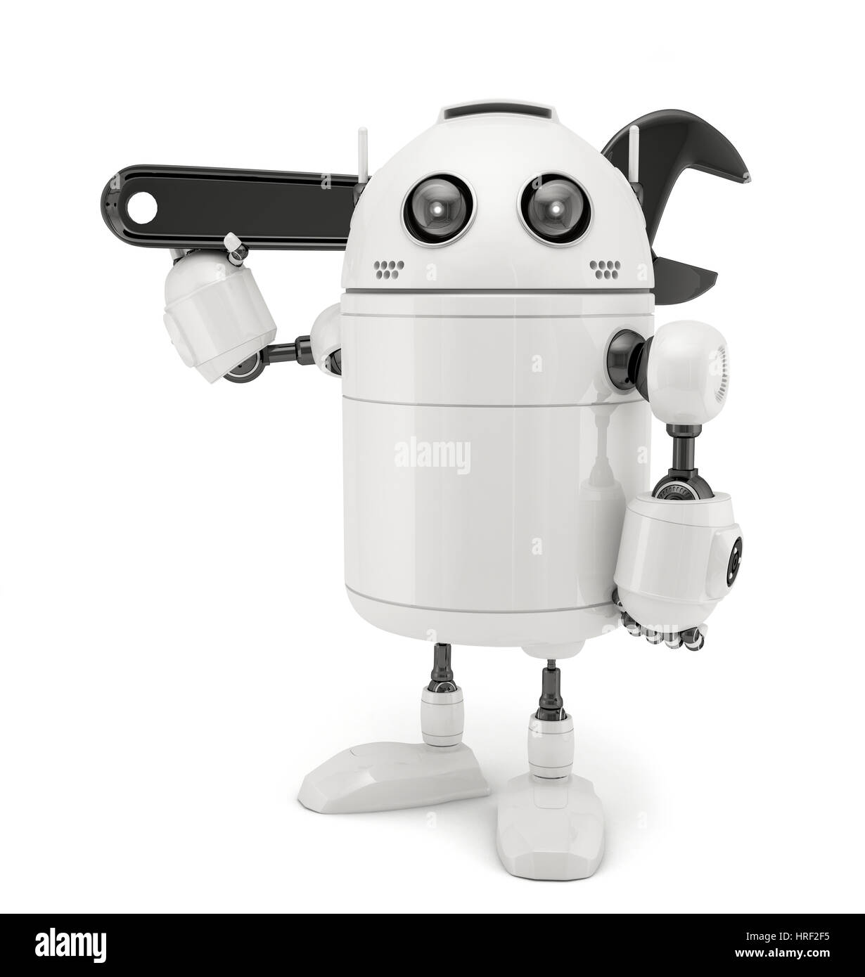 3D Robot with adjustable wrench. Isolated on white background Stock ...
