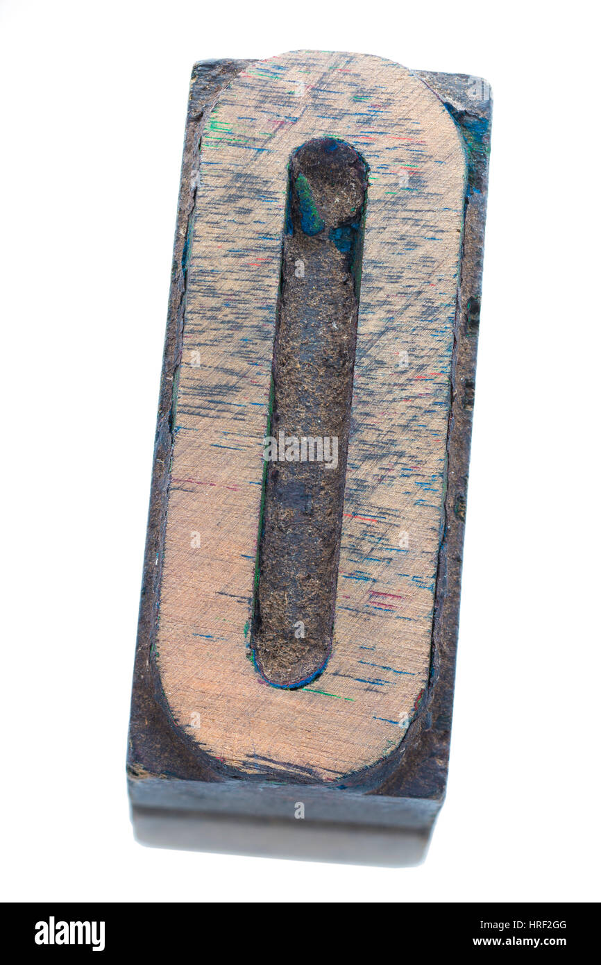 vintage wooden capital letter O from letterpress set isolated on white ...